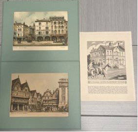 3 Hand Colored Lithographs Of London By Francis Barday