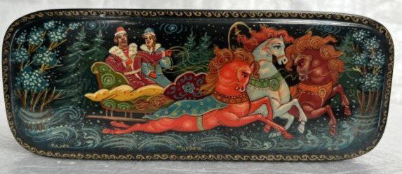 Ukrainian Lacquer Trinket Box Ukrainian Fairy Tale Hand Made Auction