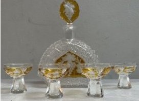 Vintage German Cordial Set, Decanter With Stopper And 4 Cordial Glasses ...