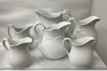 Set Of 6 Piece Fine Bone China Pitchers Assorted Makers Marks Auction