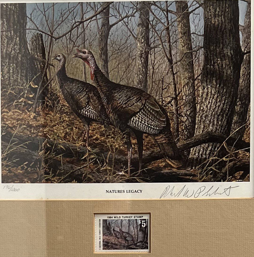 Vintage 1984 Wild Turkey Stamp With Original Hand Signed Print Auction