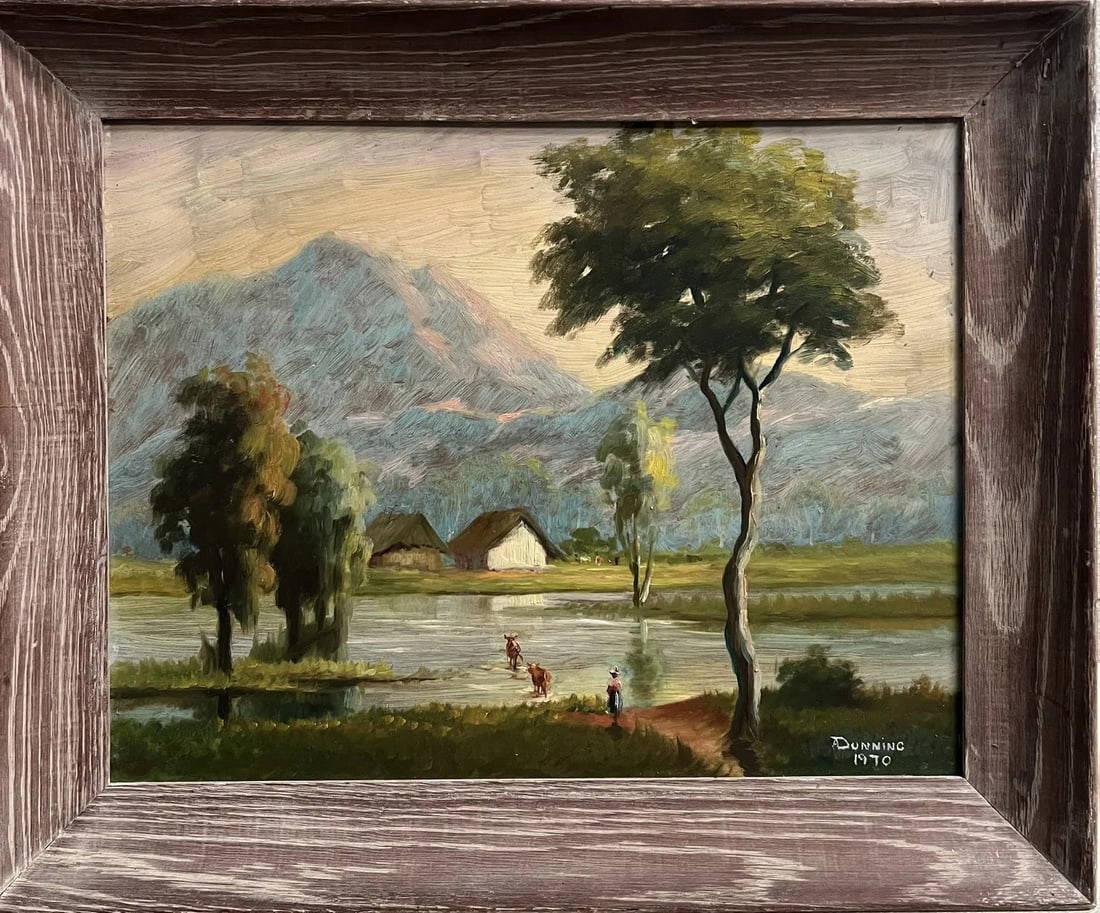 Arthur Dunning Oil On Board A Country Scene Signed And Dated 1970 Auction