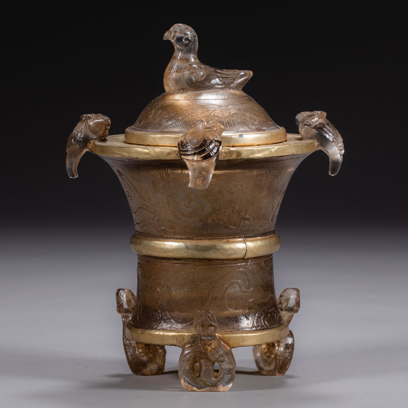Chinese Han Dynasty Glazed Silver Gilt Furnace