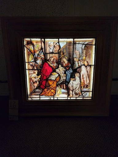 Antique Flemish Stained Glass Window After Rubens