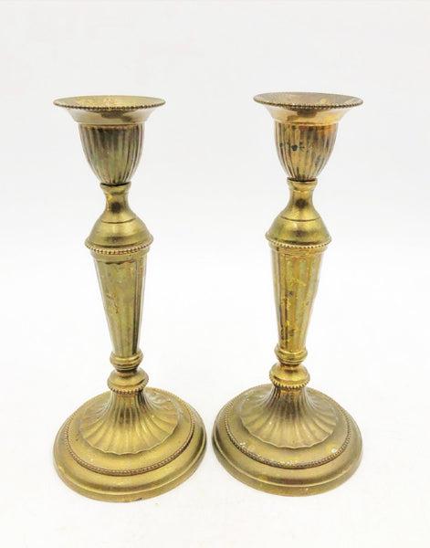 Pair Of Vintage 80s Solid Brass Candlesticks Made In India