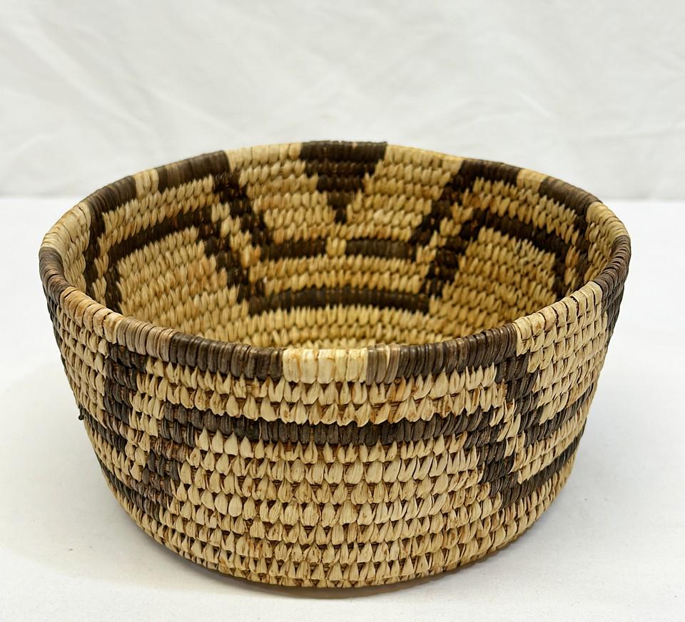 Cherokee Indian Woven Basket, Tight Weave, Intricate Design. Auction