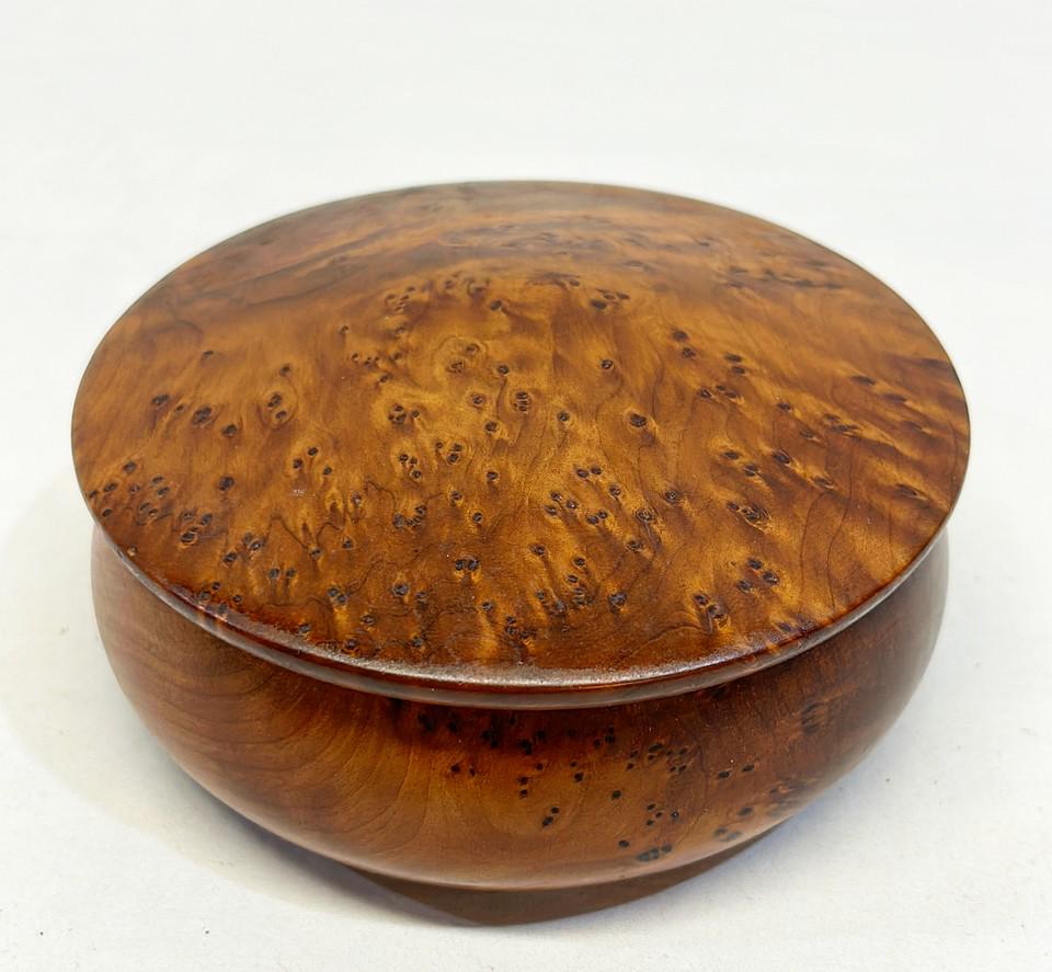 Handcrafted Wood Turned Box With Lid. Auction