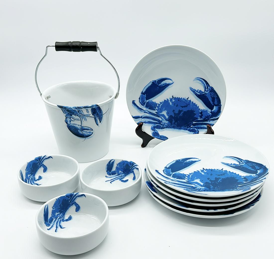 Blue Crab Dinnerware Set "clam Bake" By Noble Excellence 6 Plates Auction