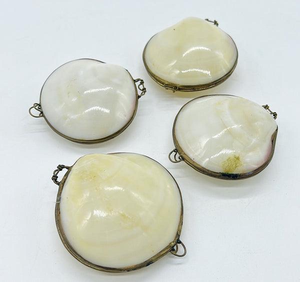Vintage Set Of 4 Natural Shell Trinket Boxes With Hinged Lids & Brass ...