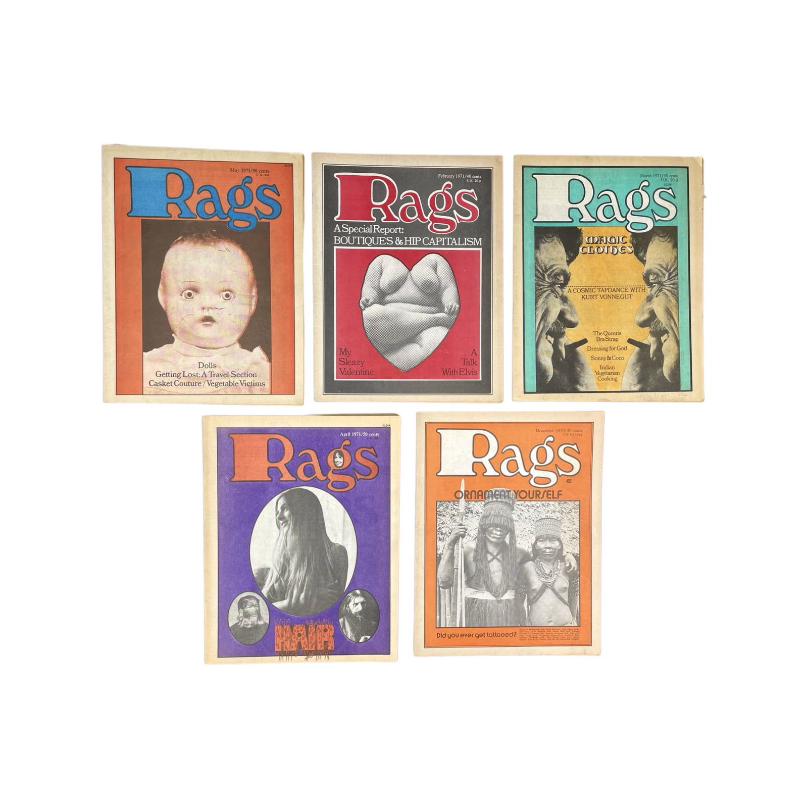 Rags Magazine. Counter Culture Hippies. 5 Issues. 1970-1971. Plus Two ...