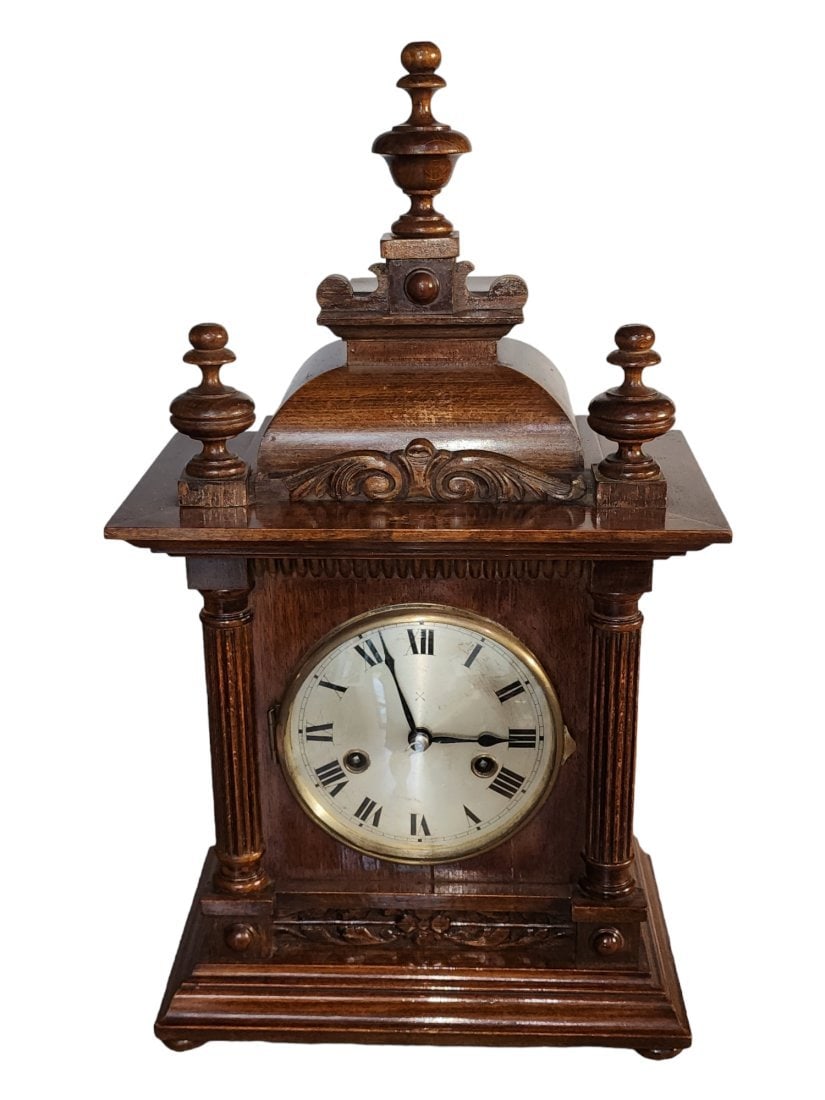 Late 1800s German Hac Wurttemberg Walnut 8 Day Mantel Clock Auction