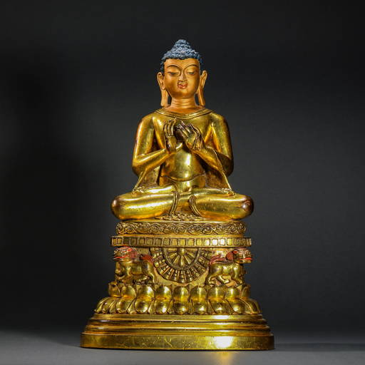 Ming Dynasty Bronze Scissors Gold Shakyamuni Statue