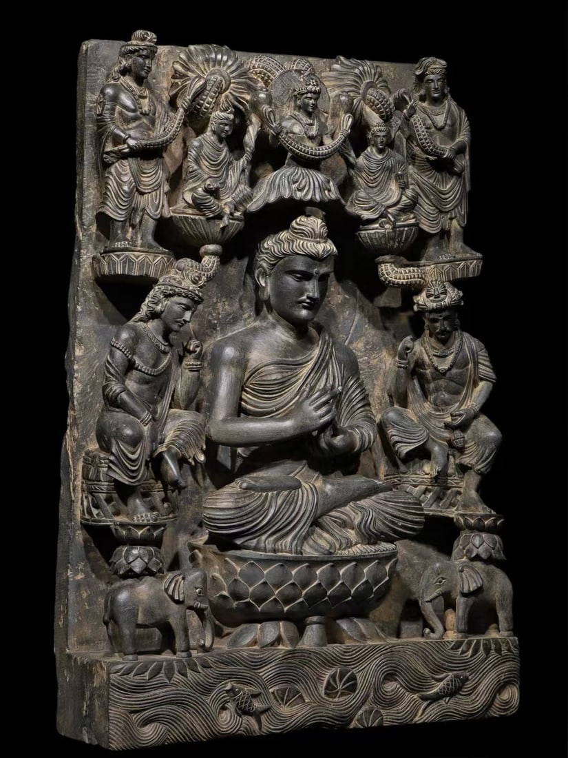 Gandhara Gray Schist Stone Buddha Biography Story Auction