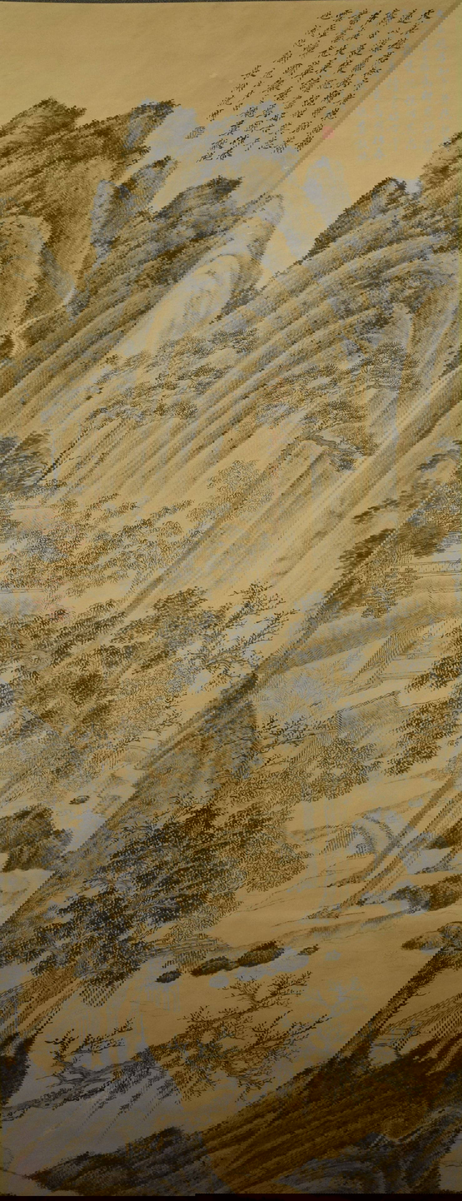 Shen Zhou Landscape Ink And Color On Paper Vertical Scroll Auction