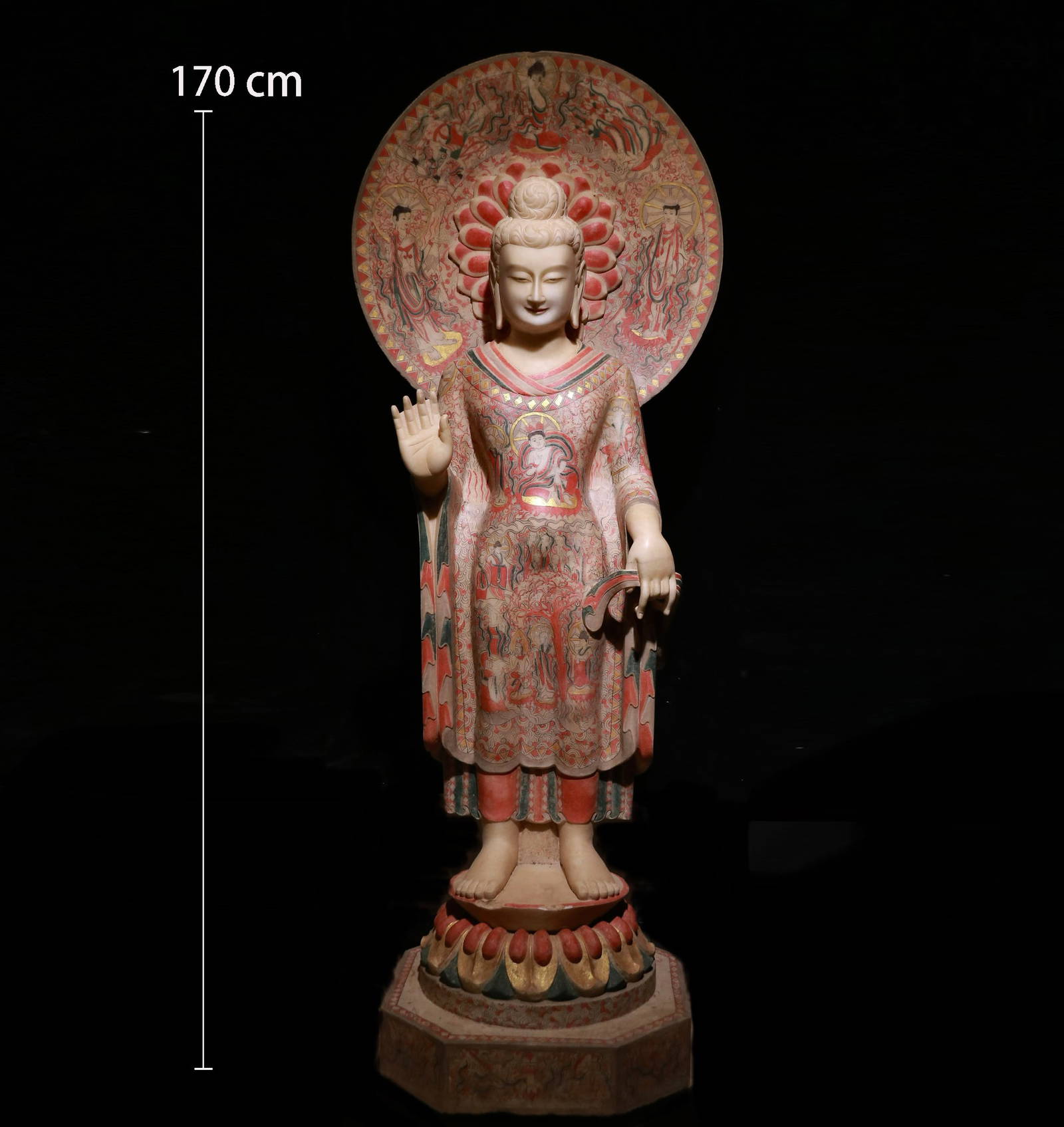 Pre-ming Dynasty White Marble Painted Buddha Statue Auction