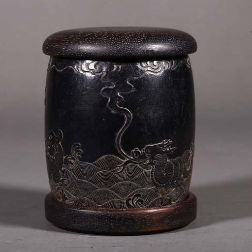 Duan Stone, Picture Of Auspicious Animals, Barrel Shaped Duan Inkstone