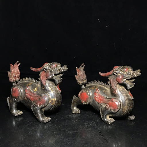 Pure Copper Mud Gold Dot Cinnabar Color Attracts Wealth Pixiu