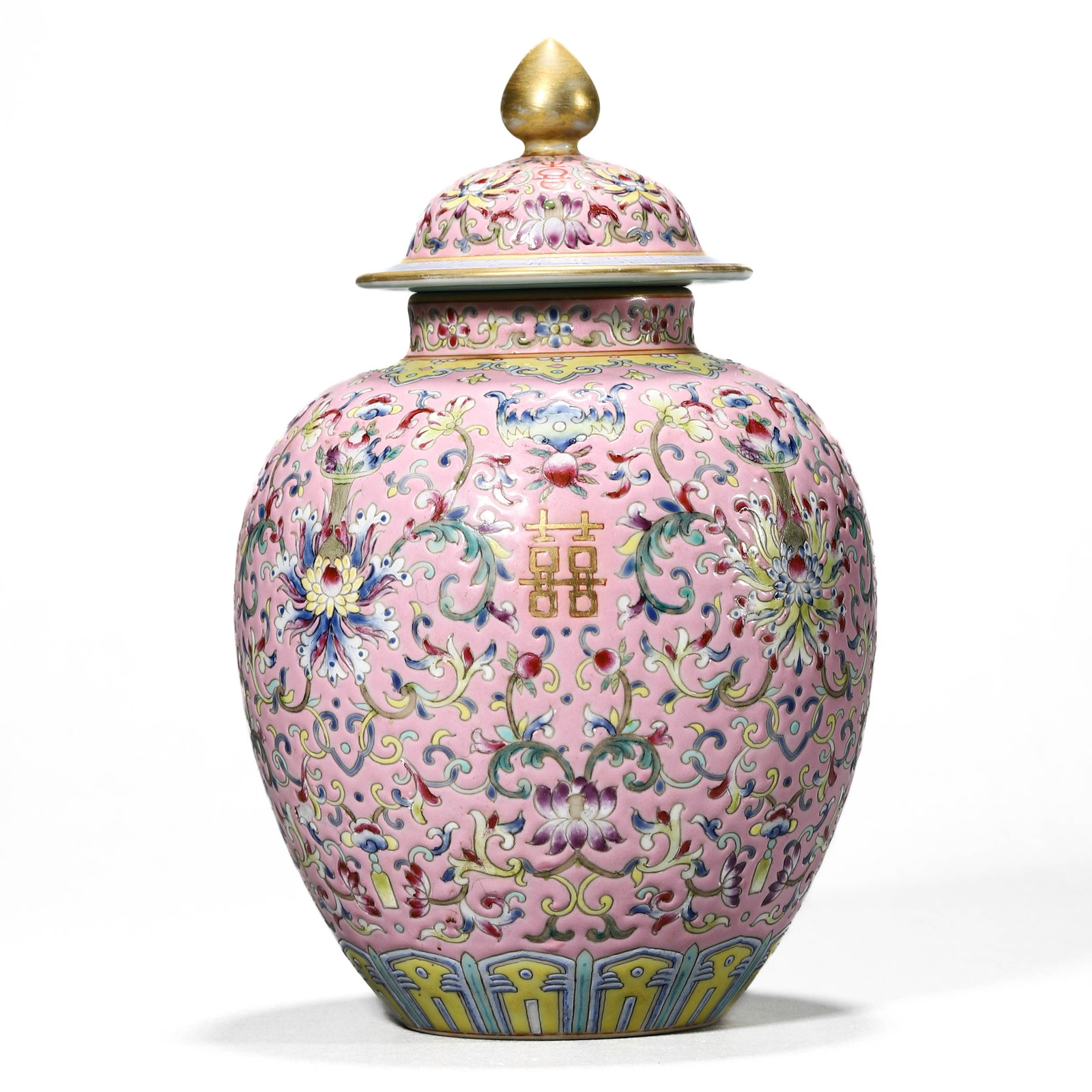 A Chinese Famille Rose Lidded Jar With Lotus And “double Happiness ...