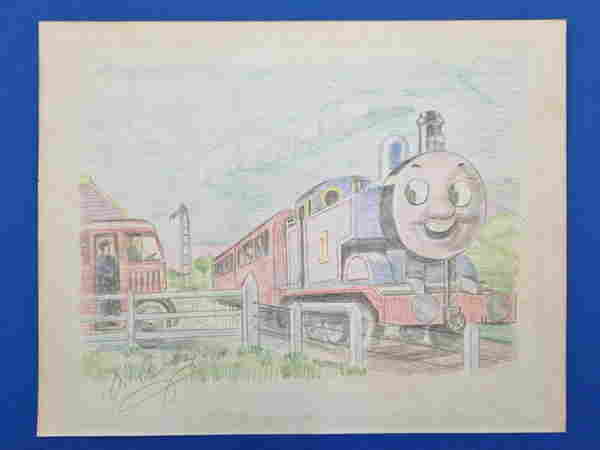 Rev Wilfred Awdry Thomas the Tank Engine original Colour Pencil drawing ...