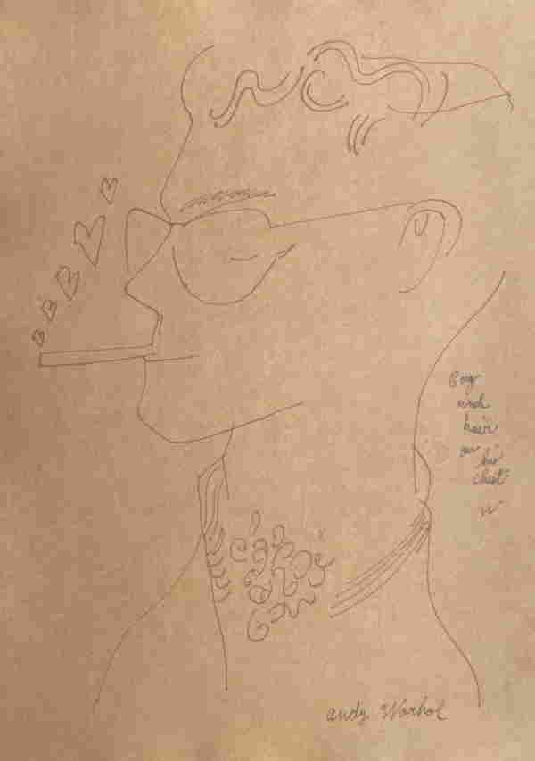 Andy Warhol Boy with hair on his chest drawing Circa 1960 (#0045) on ...