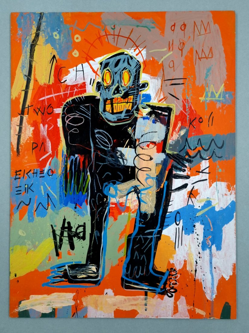 Jean Michel Basquiat Original Oil & Acrylic To Board And Certified.