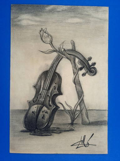 Salvador Dali Original Abstract Drawing In Charcoal