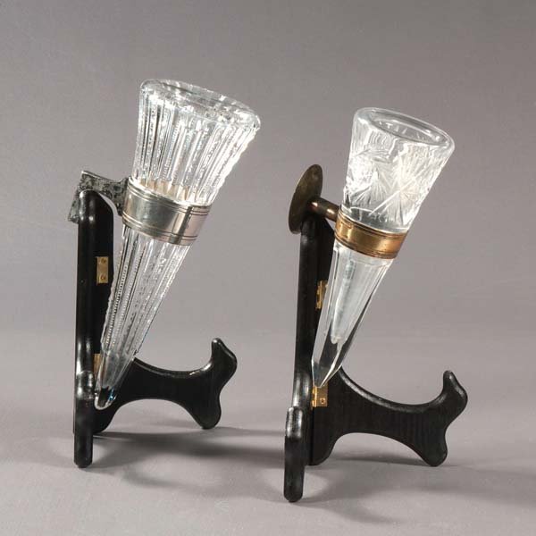 5: Crystal hearse flower vases. Two cut crystal vases