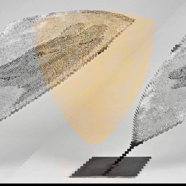 Ancient Roman Style Stone Mosaic Wolf Plaque Auction