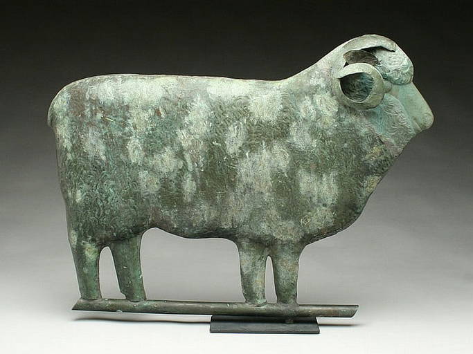 Rare Full Body Copper Ram Weathervane, Last Quarter 19th Century.