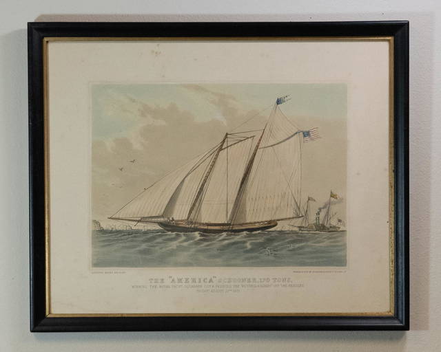 Vintage Augustus Butler The America Schooner Lithograph