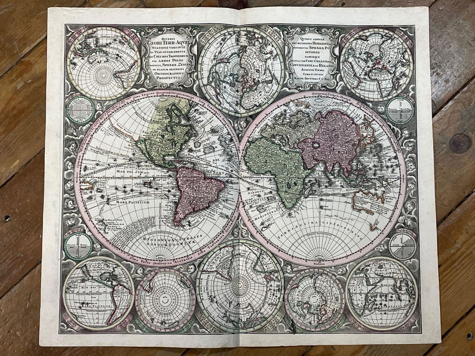 Seutter, Matthaus (Germany, 1678-1757) Double Hemisphere World Map C ...