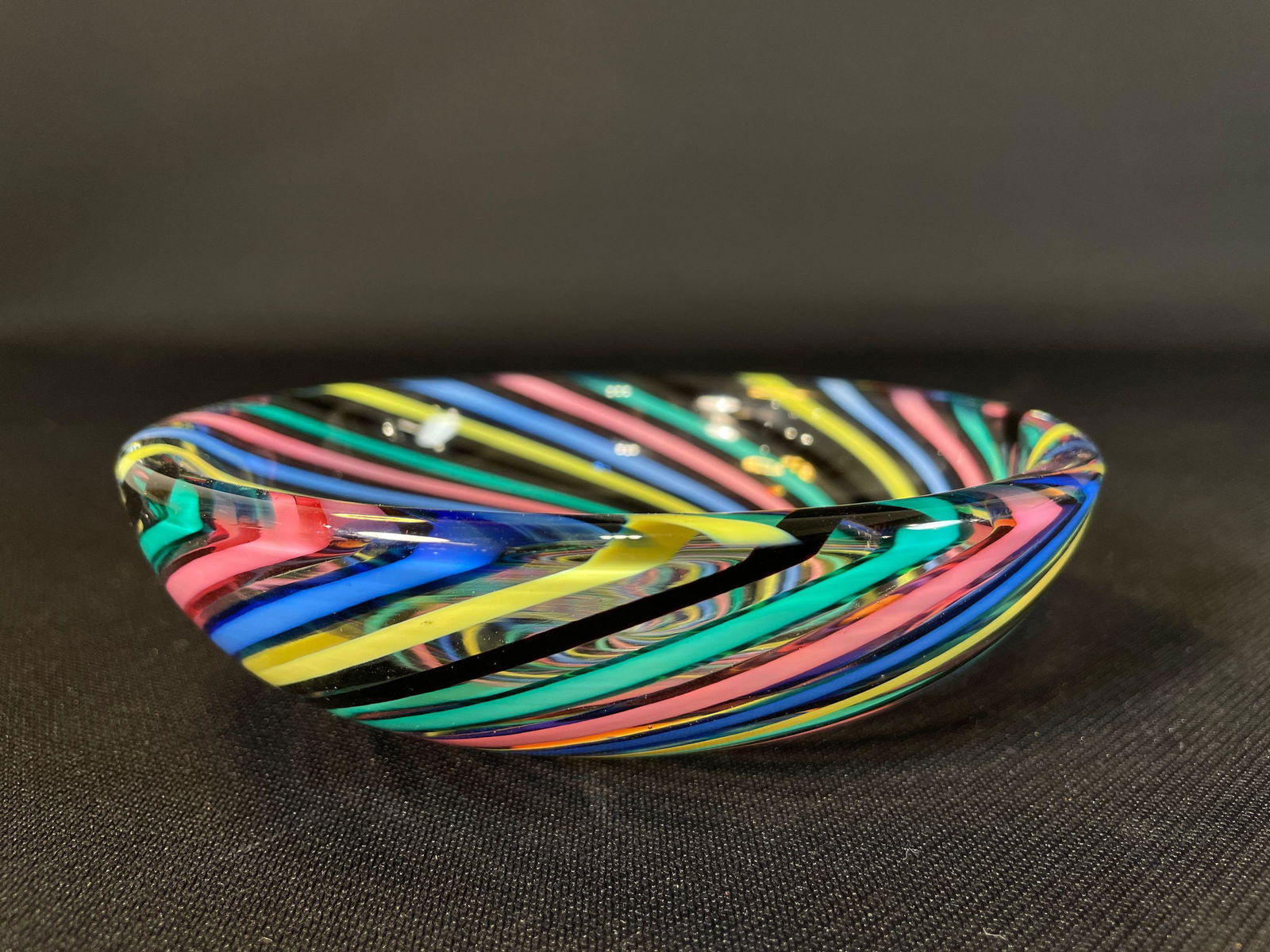 Venetian Murano Swirled Art Glass Bowl w/ Acid Etched Base (#1377) on ...