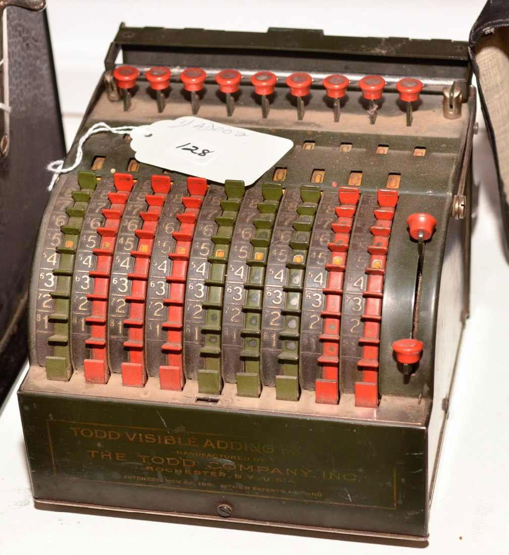 128: TODD VISIBLE ADDING MACHINE, 9-KEY, LAST PATENT DA - Nov 10, 2012 ...
