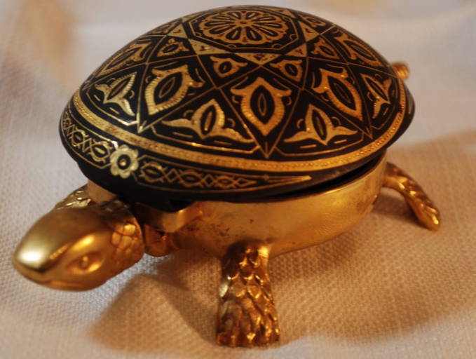 Vintage Boj Damascus Brass Turtle Dinner Bell