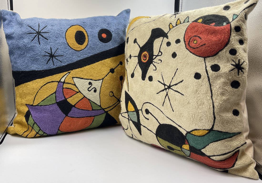 Lot Of 2 Hand Made Pillows Style Of Joan Miro Auction