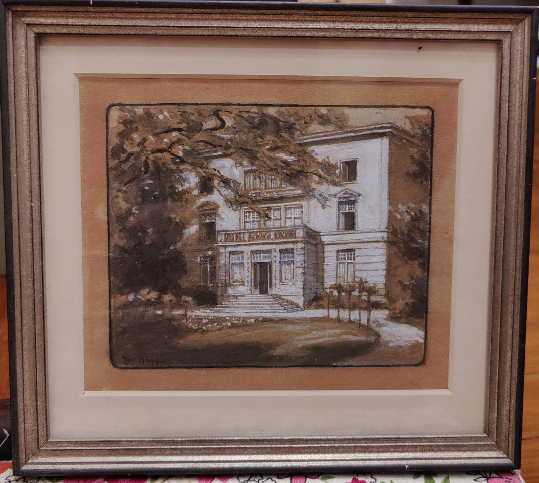 Early 20th C. Jacob Happ Ink And Wash Architectural Illustration Auction