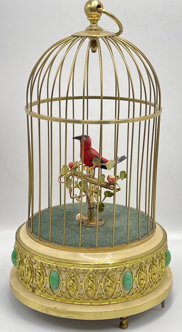 Swiss Automaton Singing Bird In Cage Auction