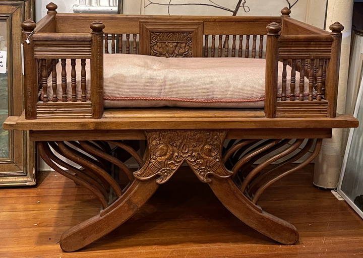 Vintage Howdah Fruitwood Elephant Chair