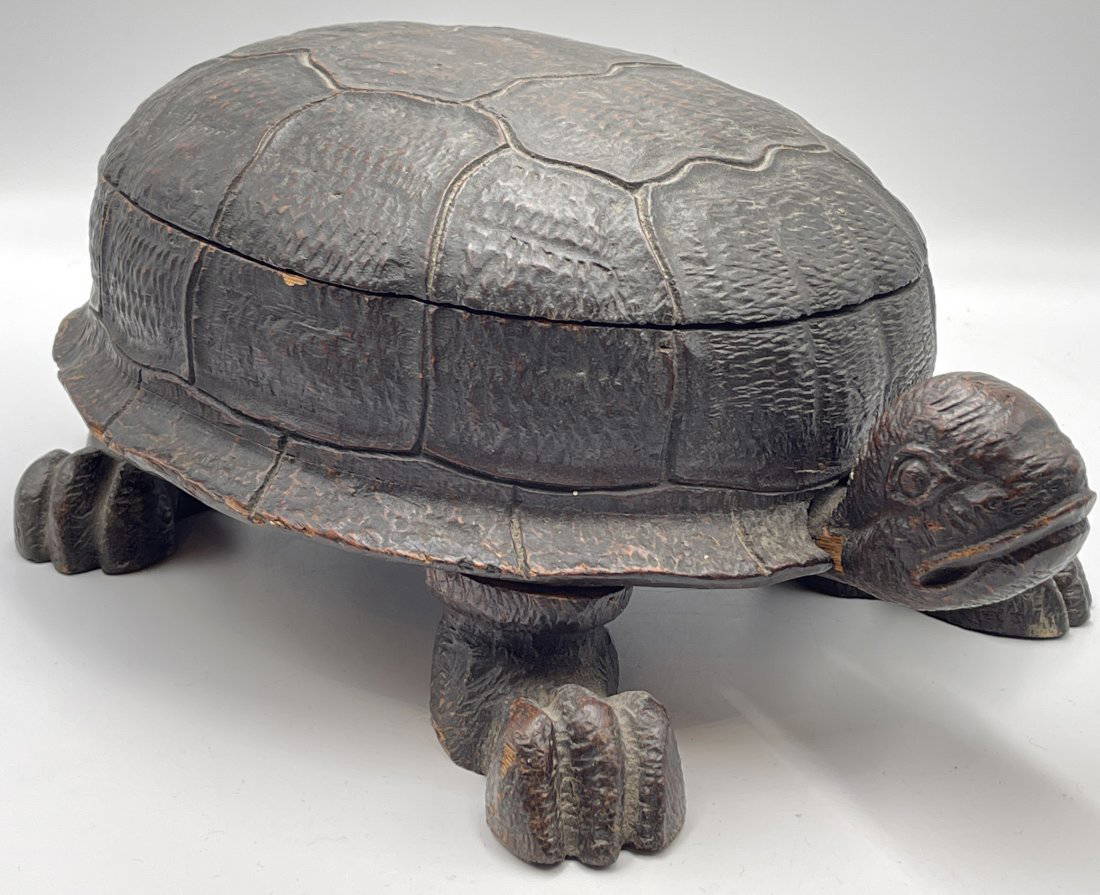 19th Century Black Forest Carved Turtle Spittoon Auction