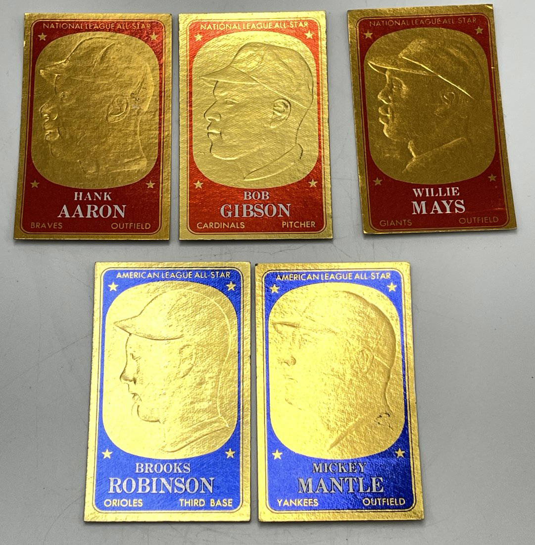 Lot Of 5 1965 Topps Embossed Foil Baseball Cards W/ Mickey Mantle Auction