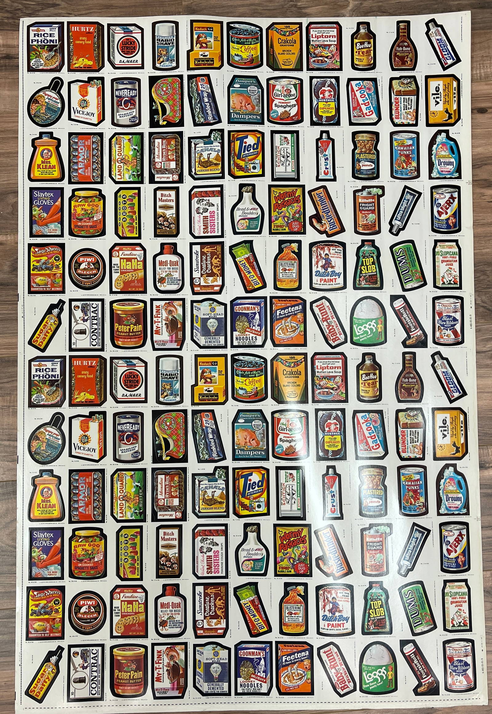 Full Sheet Of Wacky Pack Stickers New Old Stock Auction