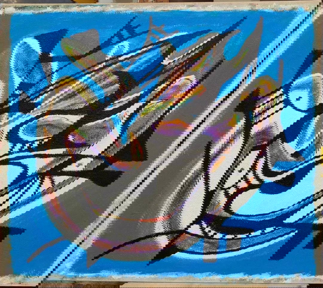 Ron Asche Outsider Art Cubist Style Figural Birds Auction