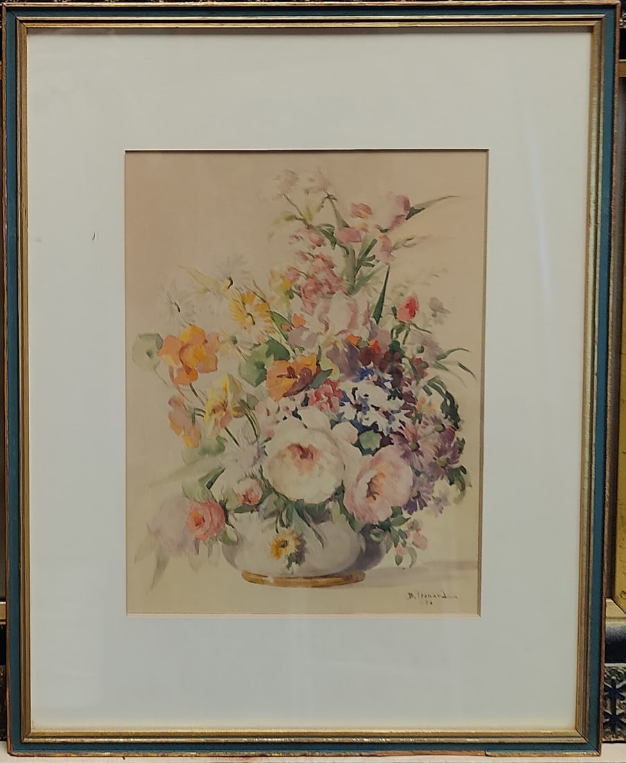 Beatrice Leonard Still Life Floral Flowers In Bowl 1936 Auction