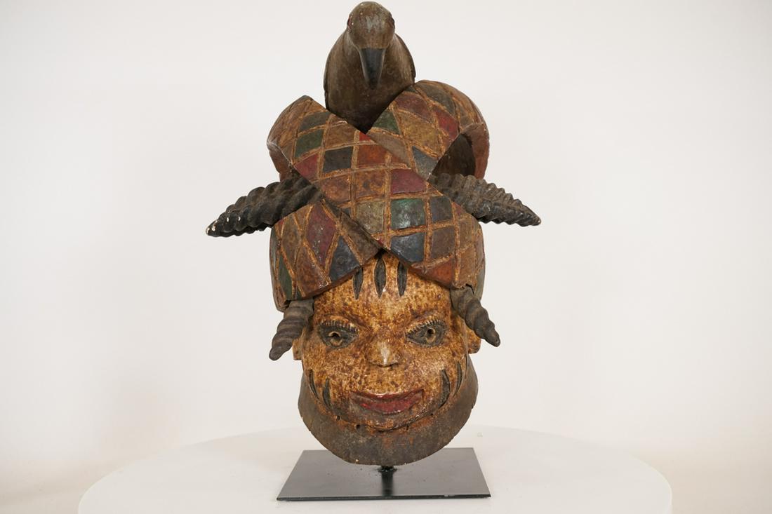 Elaborate Yoruba Mask on Stand from Nigeria - African Tribal Art - Mar ...