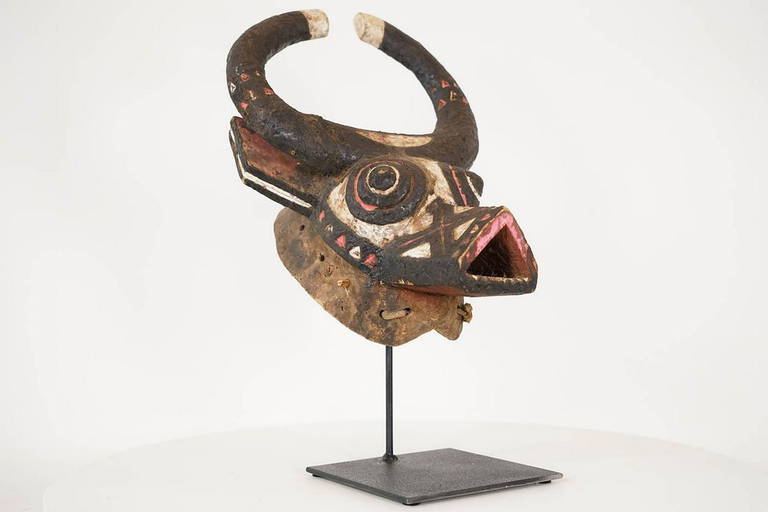 Bobo Bush Cow Mask On Stand Burkina Faso African Tribal Art