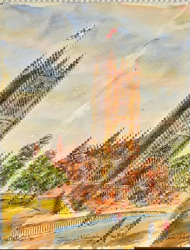 David Hawker – Manchester Cathedral – Watercolor On Paper – 1968 - Aug ...