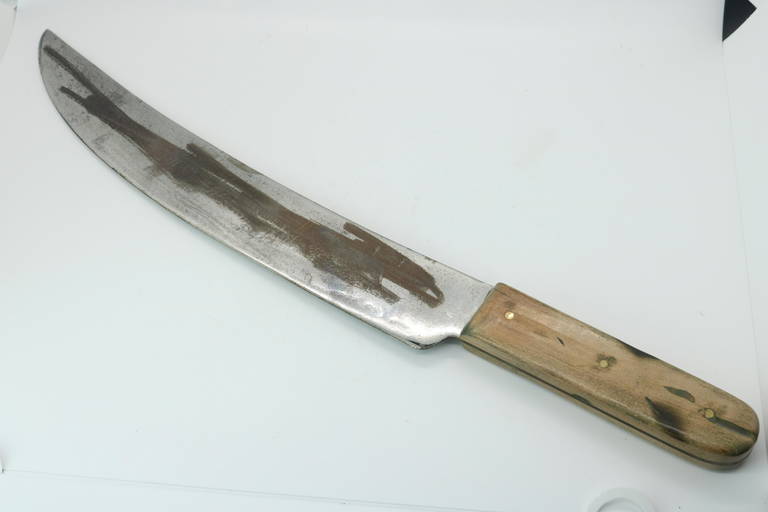 Large Curved Fixed Blade Knife Stamped Scagel