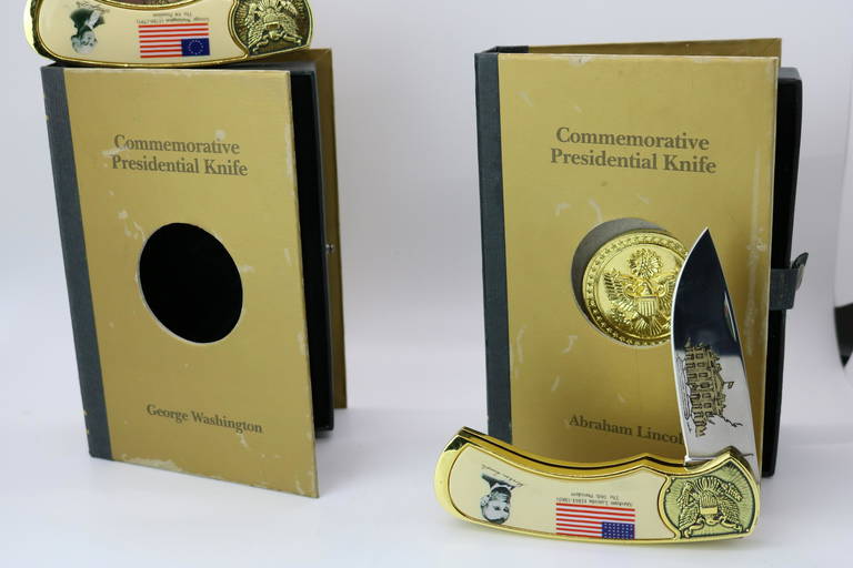 2 Commemorative Presidential Knife Abraham Lincoln George Washington