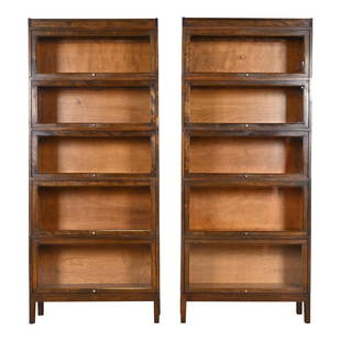 Pair Antique Painted Concave Bookcases Auction