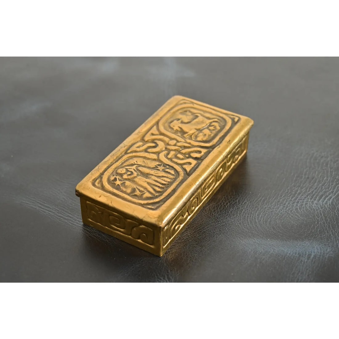 Tiffany Studios New York Zodiac Bronze Doré Stamp Box Auction